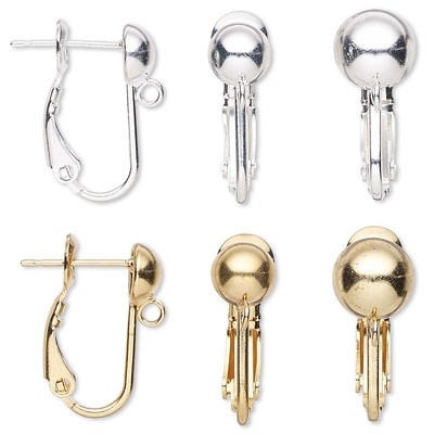 10 Stud Omega Back Post Earring Findings With Round Half Ball & Loop ...