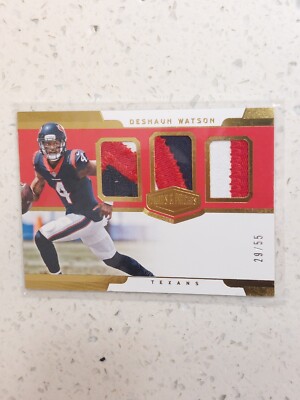2018 Panini Plates and Patches Trio Patches Gold Deshaun Watson Patch ...