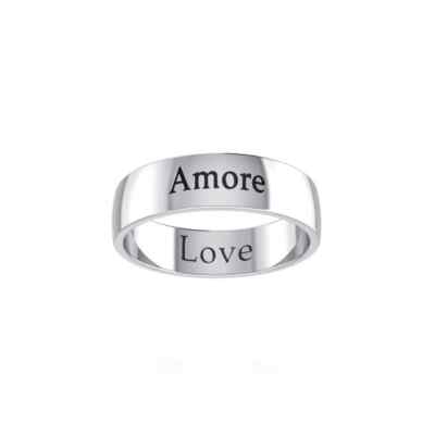 Amore Love Ring Engraved 925 Sterling Silver Fine Empowering Words ...