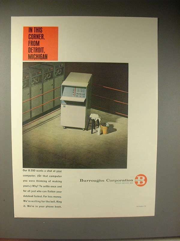 1964 Burroughs B 200 Computer Ad - In this Corner! | eBay
