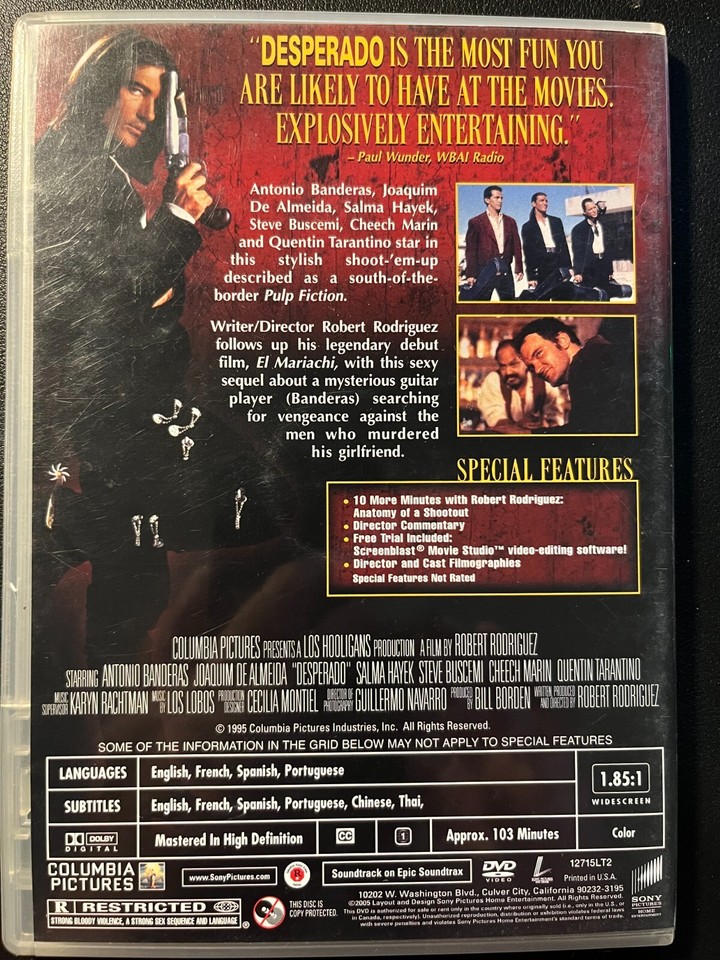 Desperado (DVD, 2003, Special Edition) Antonio Banderas Salma Hayek ...