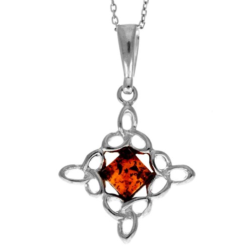 925 Sterling Silver & Baltic Amber Designer Cross Celtic Pendant K236 ...