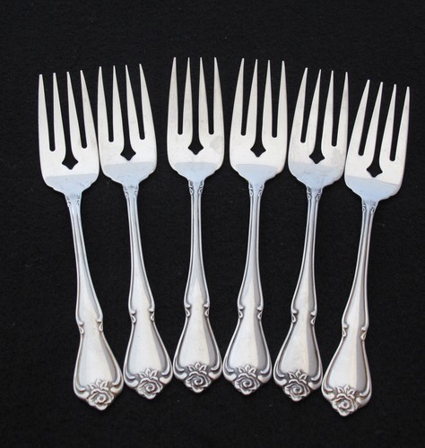 ONEIDA ARBOR ROSE TRUE ROSE STAINLESS SALAD FORKS OHSARR 552 set of six ...