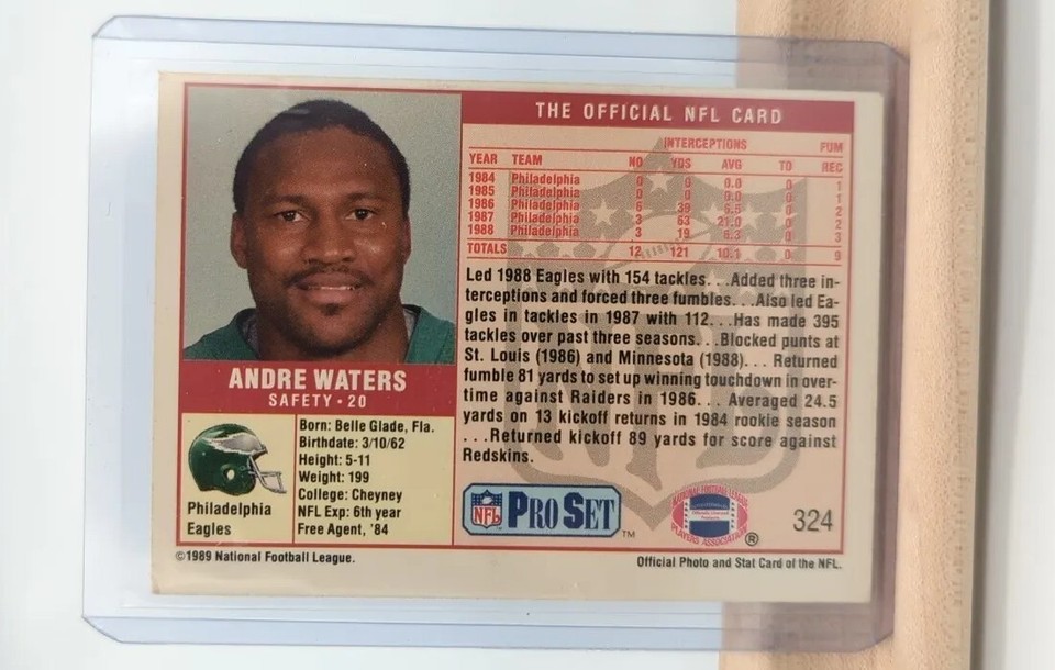 1989 Pro Set Football Andre Waters Eagles #324 | eBay