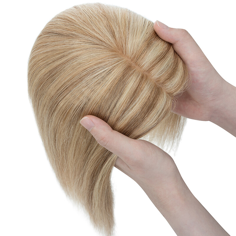 CLEARANCE Women Human Hair Topper with Bangs / Parting Clip In Real ...