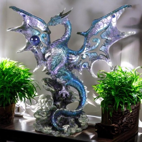 Blue Dragon Figurine Fantasy Art Ornament Mystical Statue Inspired ...