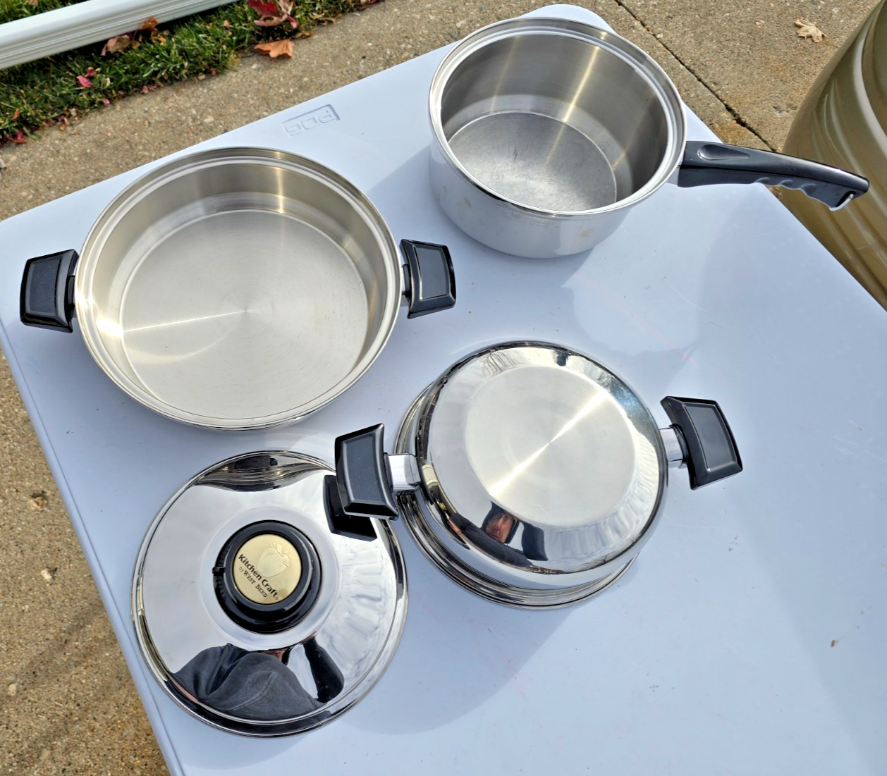 4 Piece Set Kitchen Craft Stainless Steel Cookware 3 Qt & 10.5" Pans ...