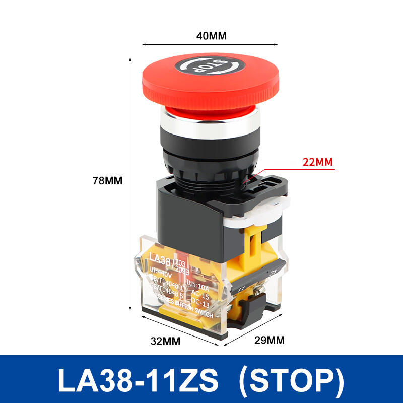 22mm Red E-STOP Switch Emergency Mushroom Stop Push Button Switch | eBay