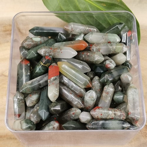 10pcs natural blood stone Obelisk Quartz Crystal Wand Double Point ...