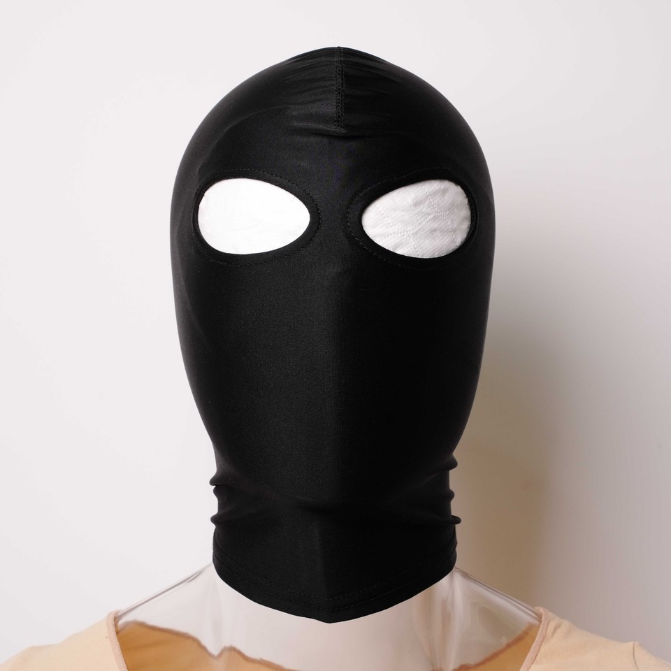 Black Face Mask Elastic Breathable Open Eyes Mouth Spandex Costume Hood ...