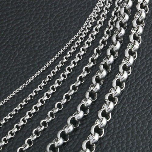 2/2.5/3/4/5/6mm 316L Stainless Steel Women Men Round Rolo Chains 20-32 ...