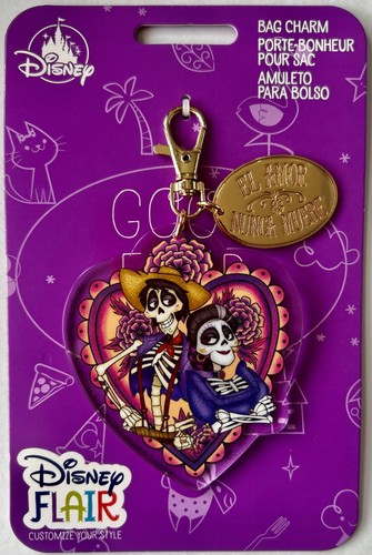 Disney Parks Flair Coco Imelda & Hector Heart Bag Charm Keychain 2022 ...