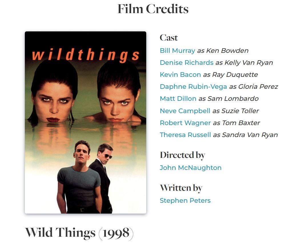 Wild Things (DVD,1998,Widescreen) Denise Richards, Kevin Bacon ...
