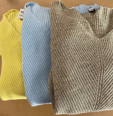 3 New Cotton Womens Sweaters 2X Long Sleeve Plus Size V Neck Yellow ...