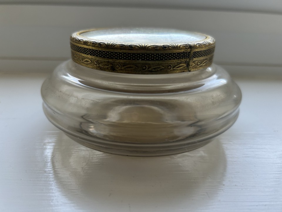 Vintage Glass Dressing Table Trinket/Powder Jar | eBay UK
