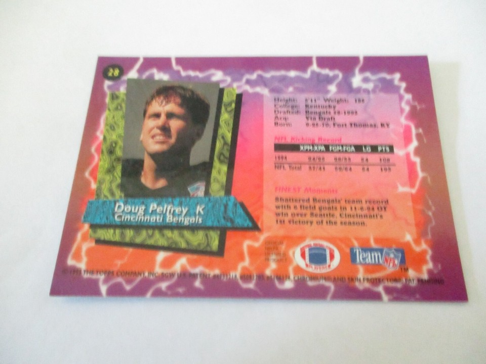 1995 Topps Finest Unpeeled Football Refractor Doug Pelfrey Card #28 | eBay