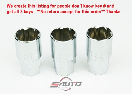 3pc #141 #142 #143 Key Adapter Wheel Lock Nut for Kics R40 iconix *M14 ...