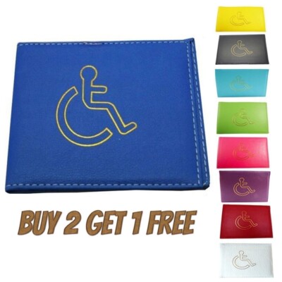 Leather DISABLED badge holder wallet parking blue disability cover ...