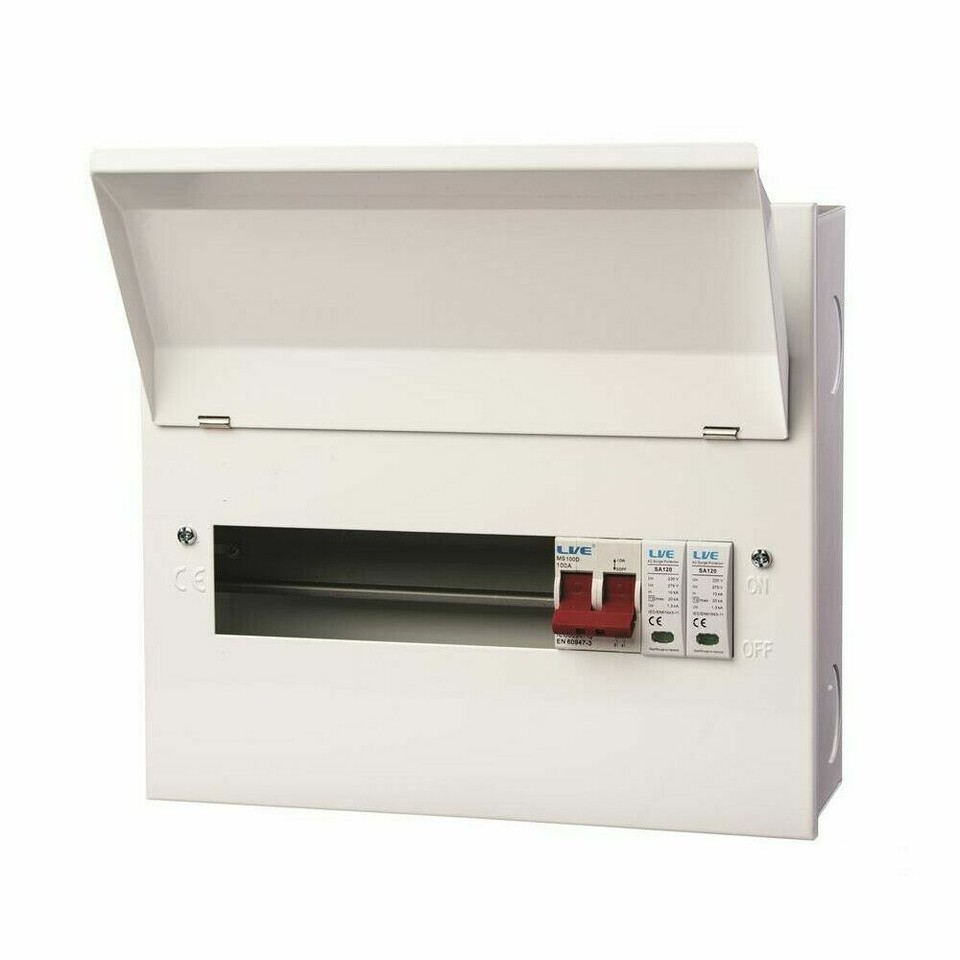 Live Electrical 100A Metal Clad Consumer Unit + SPD choose MCB's or 'A ...