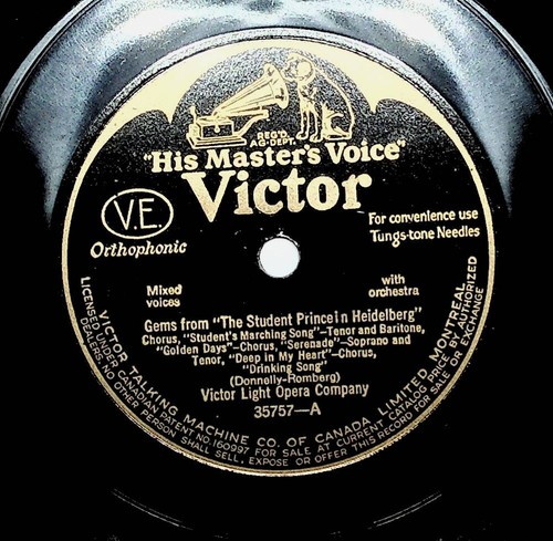 1925 Victor Light Opera Gems Student Prince Heidelberg Love Song 12" 78 ...