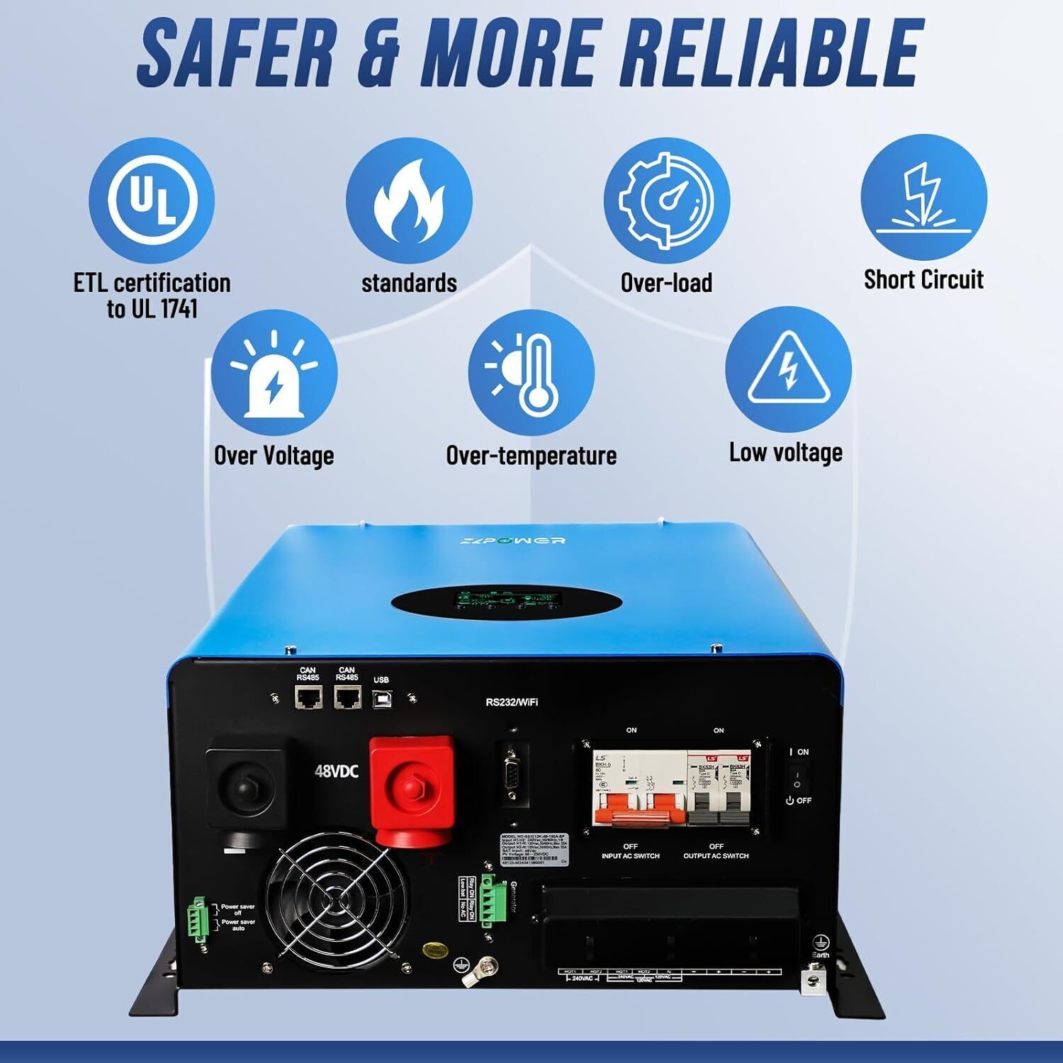 12KW Solar Hybrid Inverter Off Grid 110/220Vac Low Frequency DC 48V w ...