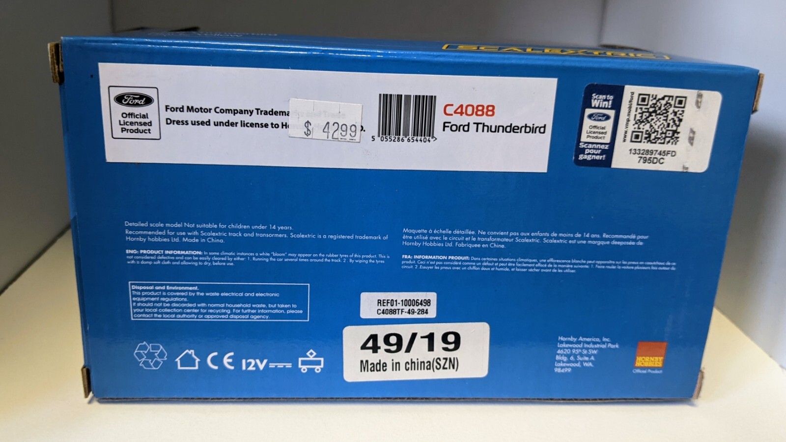 Scalextric C4088 Ford Thunderbird Yellow Black No.46 Boxed for sale ...