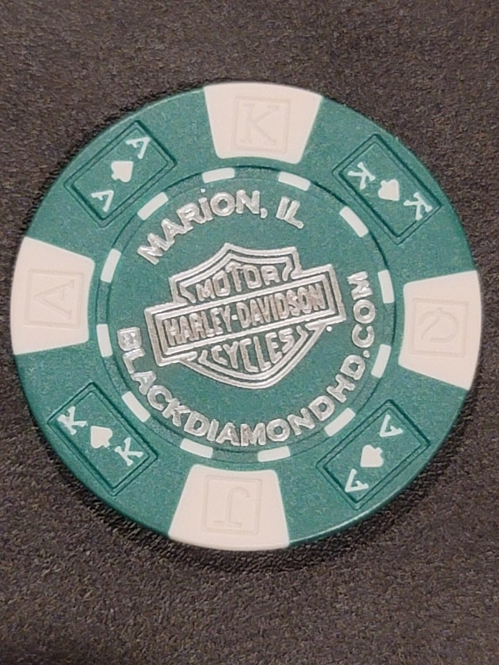 BLACK DIAMOND HD ~ ILLINOIS (Green AKQJ) Harley Davidson Poker Chip | eBay