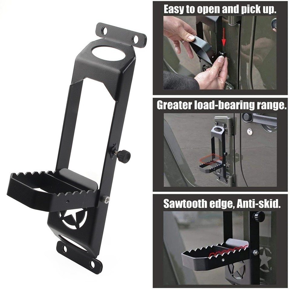 Car Door Hinged Step Pedals Foot Pegs For Jeep Wrangler JK JL Black ...