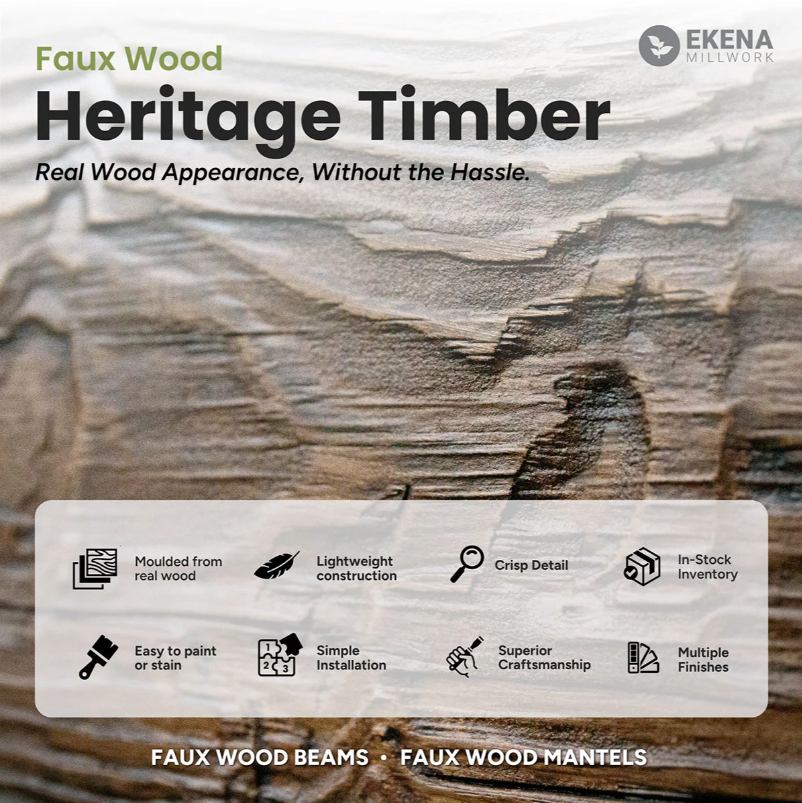 Heritage Timber Resawn Rip Faux Wood Beam 3-Sided U-Beam, 16ft ...