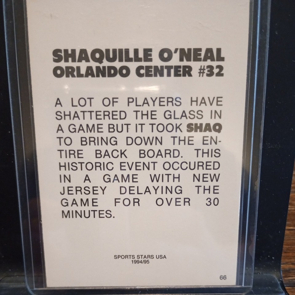 Shaq Dunk Shaquille O’Neal 1994-1995 Sports Star USA Card #66 NBA Magic ...