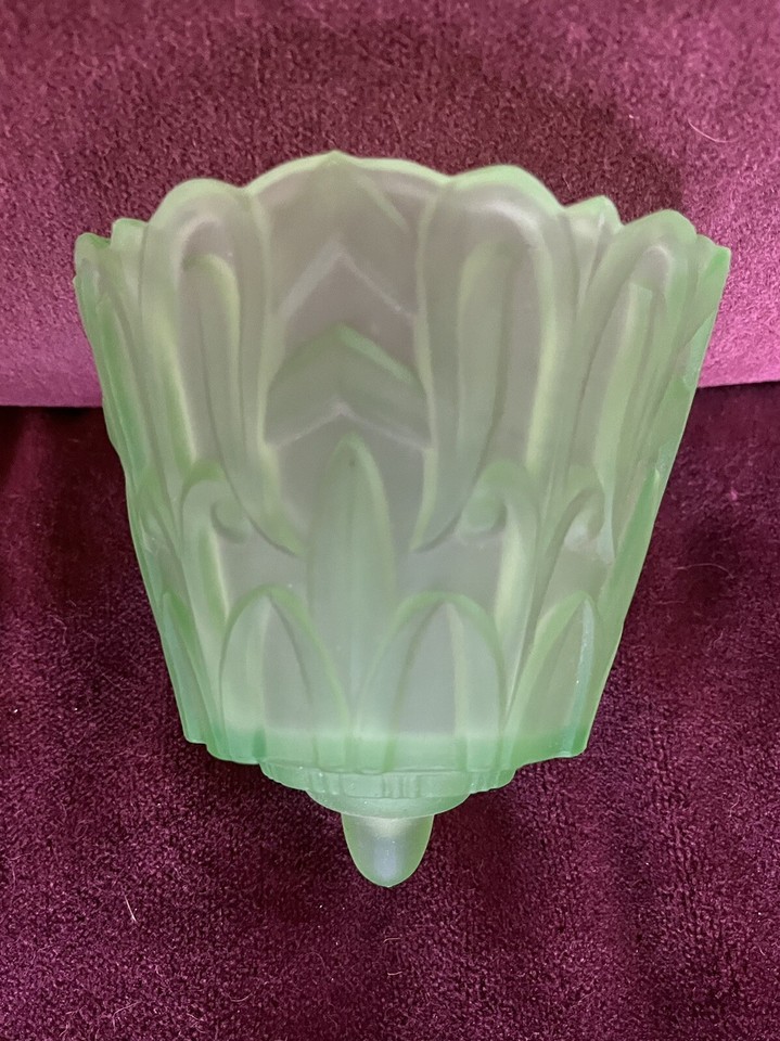 1 Super rare GREEN 1930s Art Deco Slip Shade Chandelier or sconce Nile ...