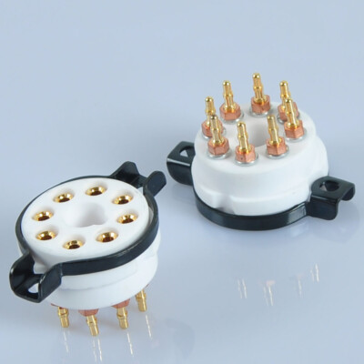 2PCS Tube Amplifier 8 Pin EL38 6550 KT88 CMC Ceramic Gold Tube Socket ...