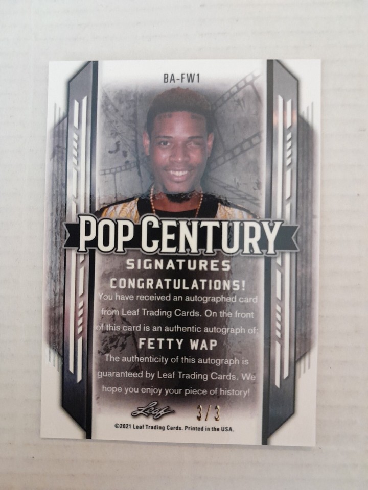 Fetty Wap /3 Crystal Red White And Blue Autograph Card 2021 Leaf Pop ...