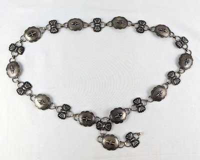 Vintage Harry Morgan Signed Navajo Sterling Silver Link Concho Belt | eBay
