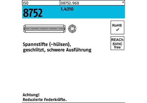 Reyher Spannstift ISO 8752 geschlitzt 8 x 20 1.4310 schwere Ausf. ISO ...
