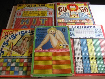 5 Vintage Punch Boards Gambling Trade Stimulator Unpunched & Punched ...