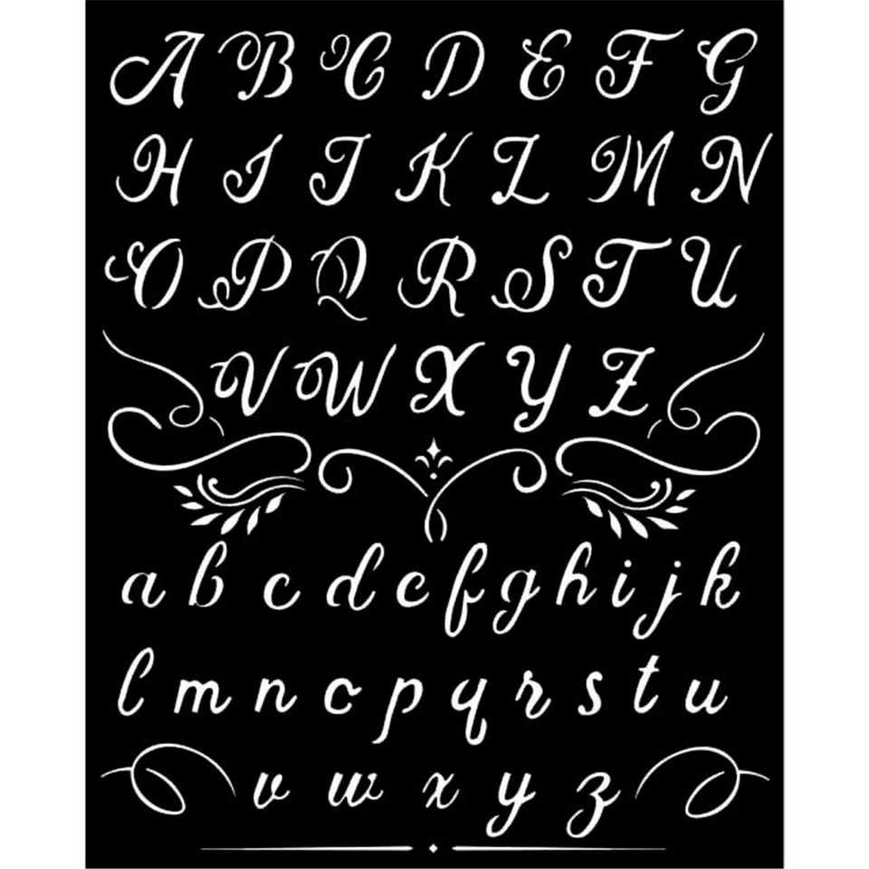 Thick Stencil 20X25Cm 0.5Mm 060-Cursive Alphabet | Stamping | eBay