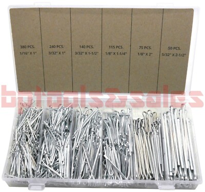 1000pc Cotter Pin Assortment Set 6 Sizes Grab Split Fixings Securing ...