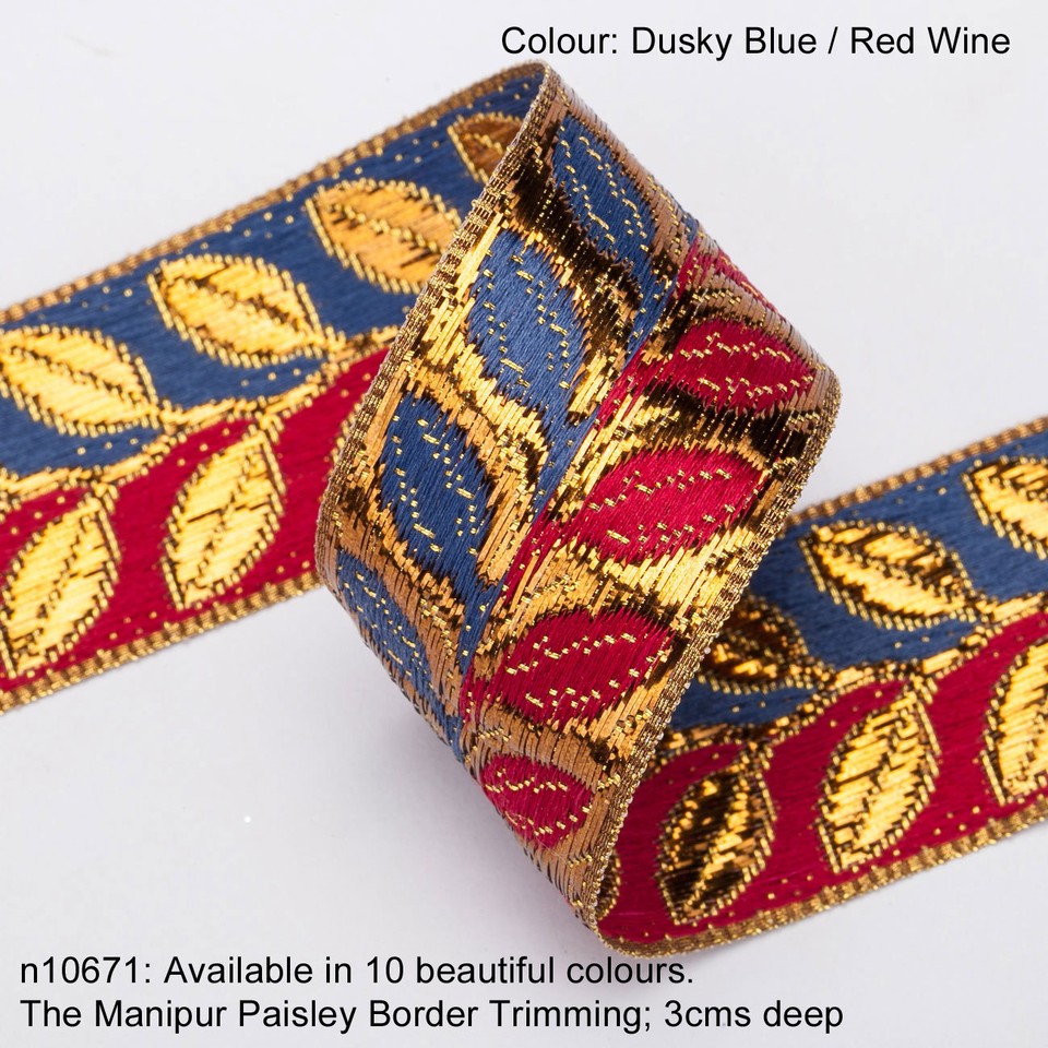 Neotrim Paisley Vine Ribbon Trimming, Vintage Gold Metallic 4cm,Home ...