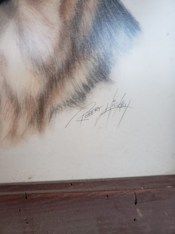 Robert "Bob" Hickey Original Art German Shepherd Dog Framed 24x21 ...