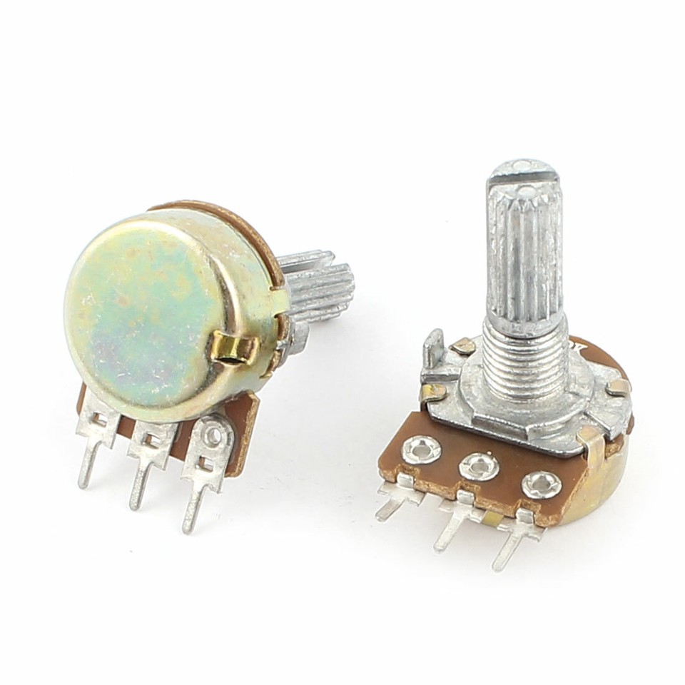 2pcs 2K Ohm 3 Pin Knurl Screw Shaft Linear Rotary Taper Potentiometer ...
