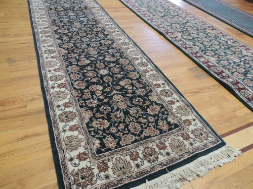 2x18 3x18 Rare Size Tabrz LONG RUNNER Rug wool & SILK Green Oriental | eBay