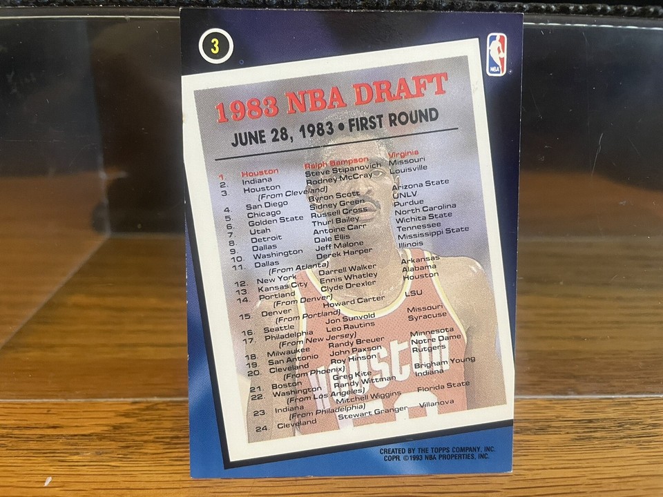 1993 TOPPS BASKETBALL#1 Draft Pick CARD 3 RALPH SAMPSON NR. MT FROM ...