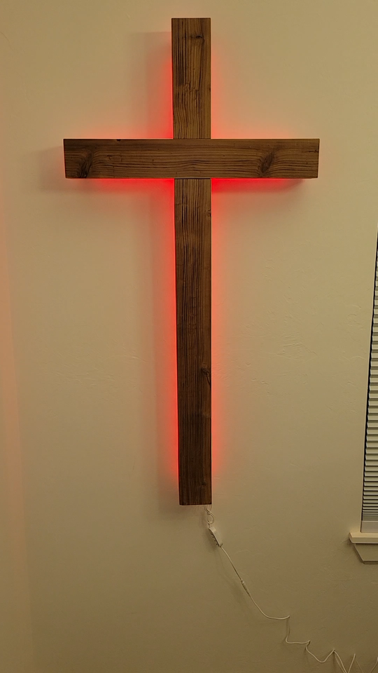 Wood Cedar Cross LED Light-UP Backlit Church Wall Mount Handmade Large ...