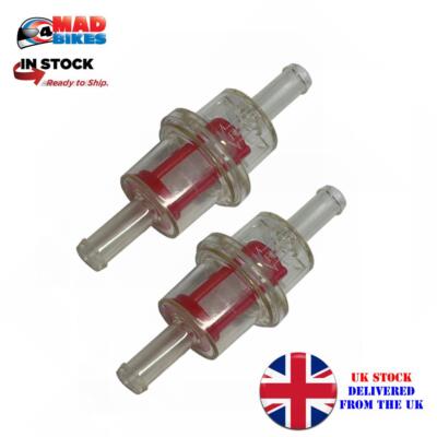 2 x Petrol In-Line Universal Clear Fuel Filters Fits 8mm Pipe Filter ...