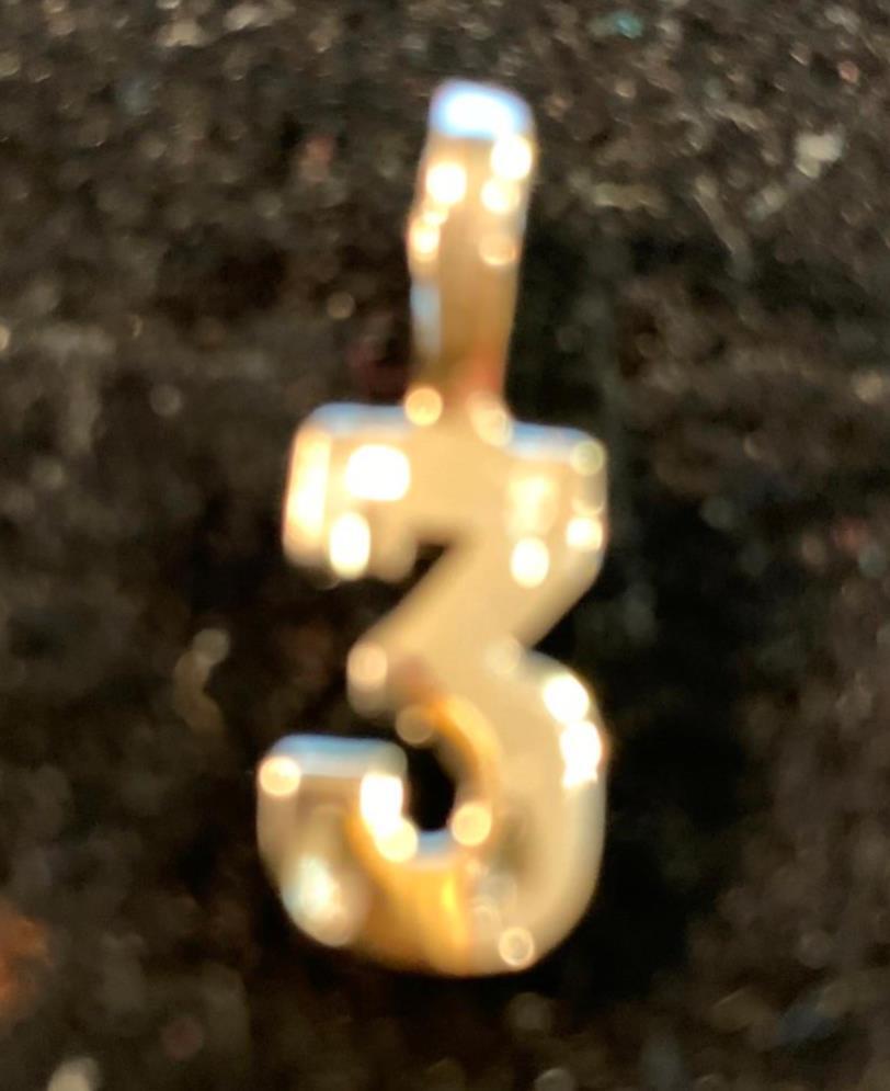 14KT WHITE GOLD PLATED NUMBER 3 DIAMOND-CUT CHARM | eBay