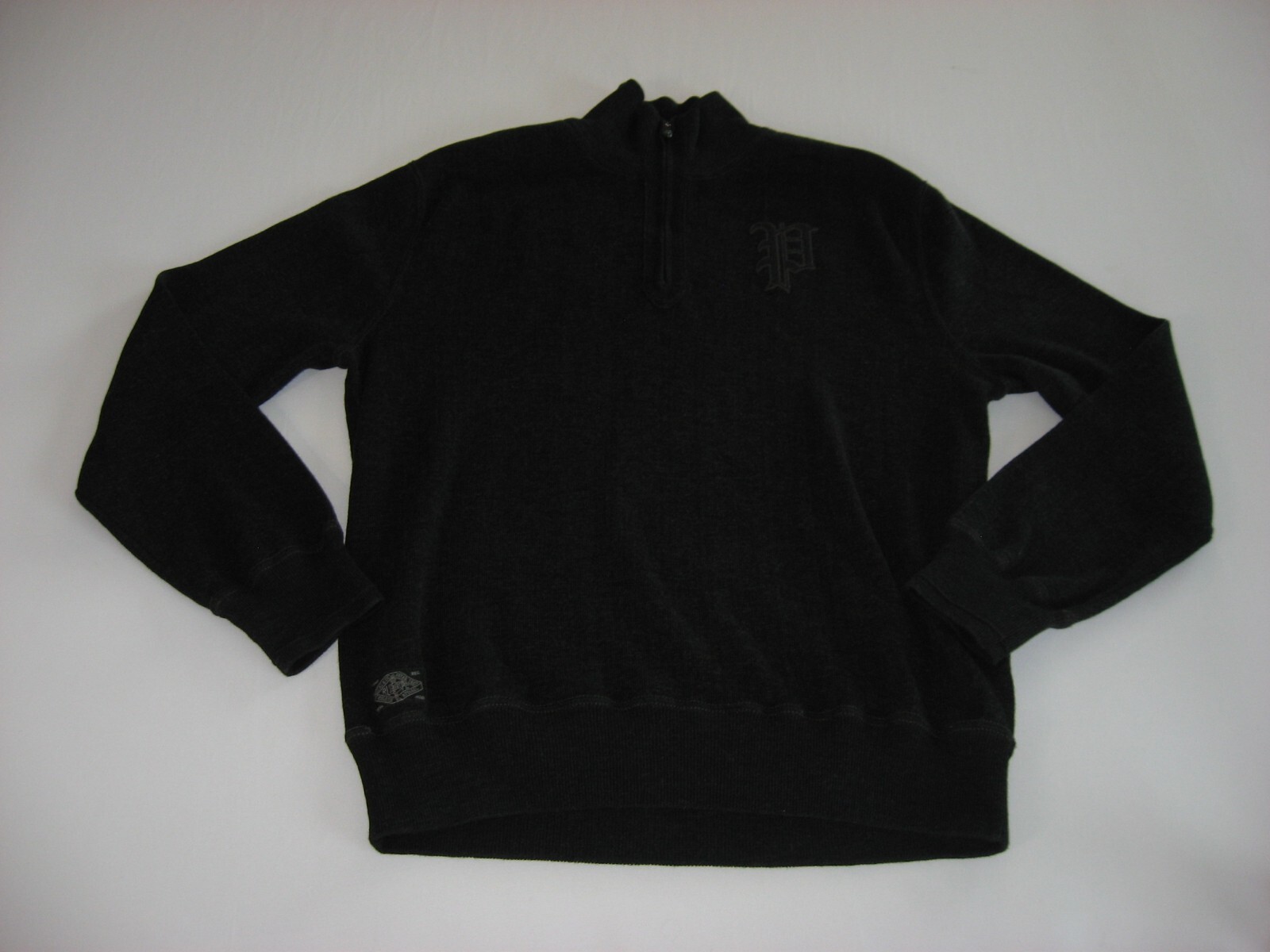 Polo Ralph Lauren Men's Letterman Quarter Zip Sweater Large Black | eBay