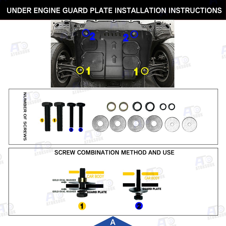 For Toyota Corolla 1.8L 2.0L 2014-2019 Engine Splash Shield Chassis ...