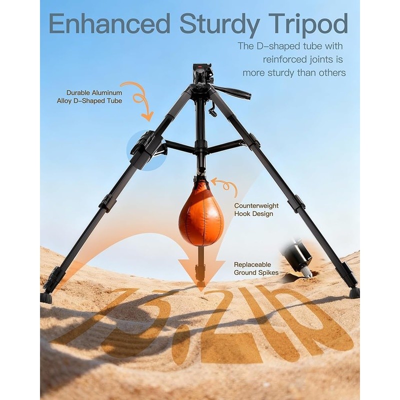 74” Rifle Shooting Tripod Hunting Rest V Yoke Rifle Rest with 6 Ground ...