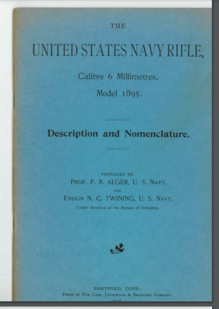 Lee Navy Rifle Model 1895 owner parts list manual 22 pages year 1895 ...